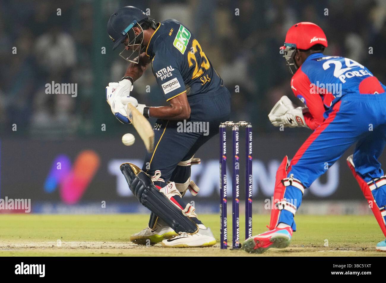 Gujarat Titans' Sai Sudharsan plays a shot during the Indian Premier ...