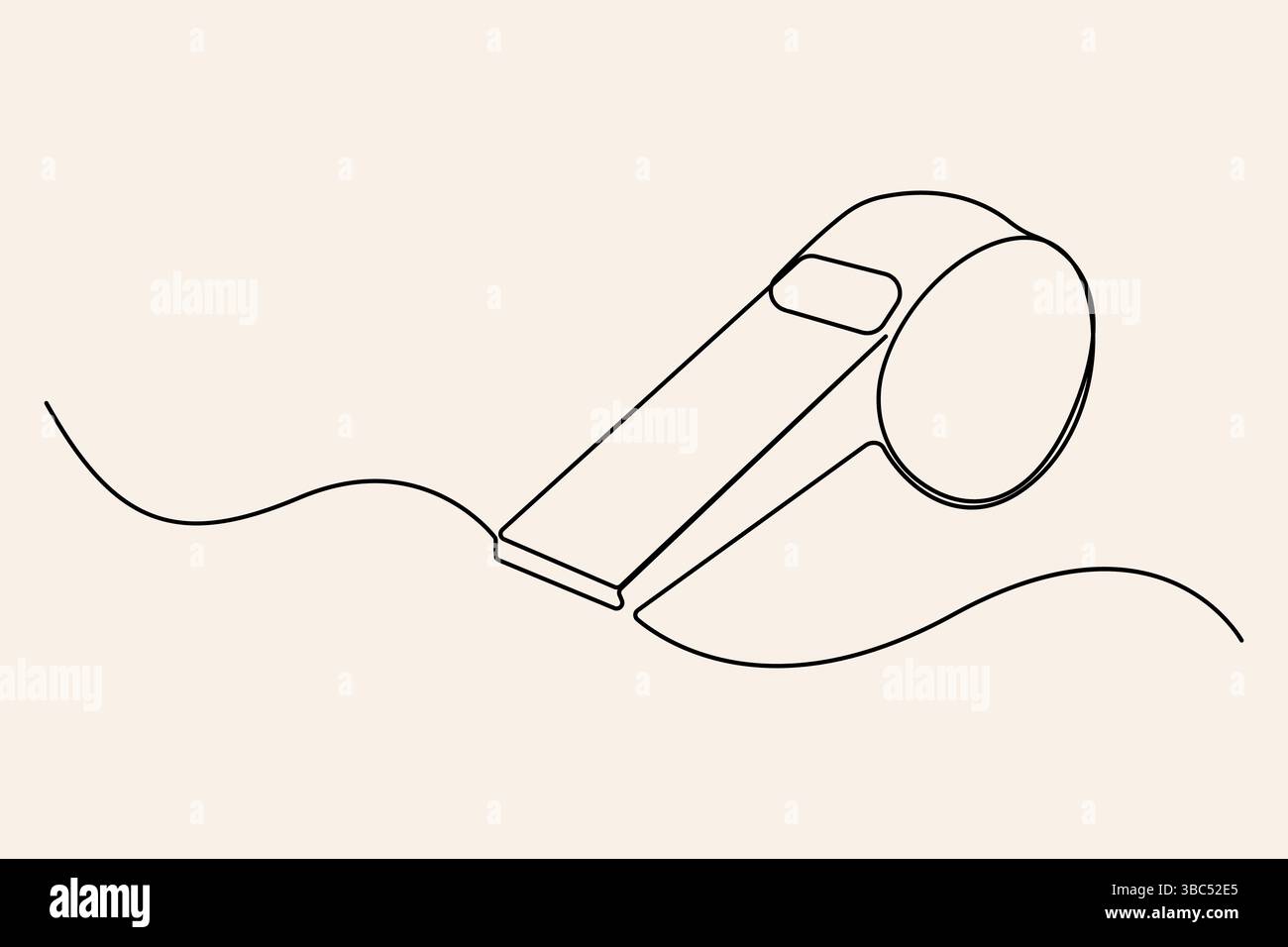Continues single line drawing of a sports referee's whistle outline ...