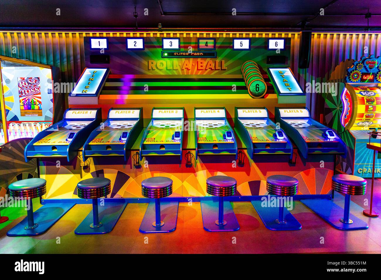Roll-a-ball arcade game at Swingers Oxford Circus, London, England ...