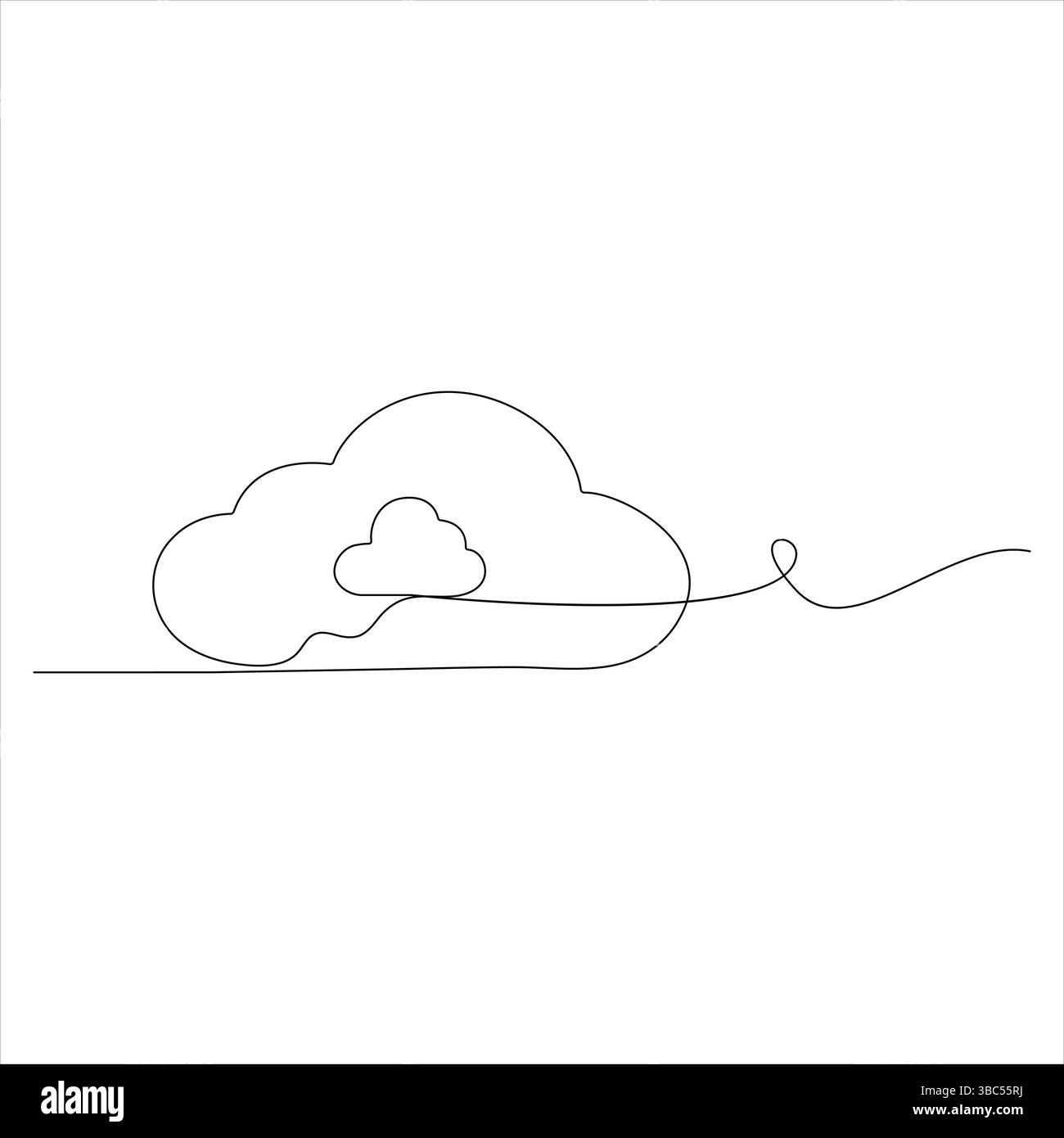 continuous one line drawing concept involving cloud storage and climate symbolism ilustration ...
