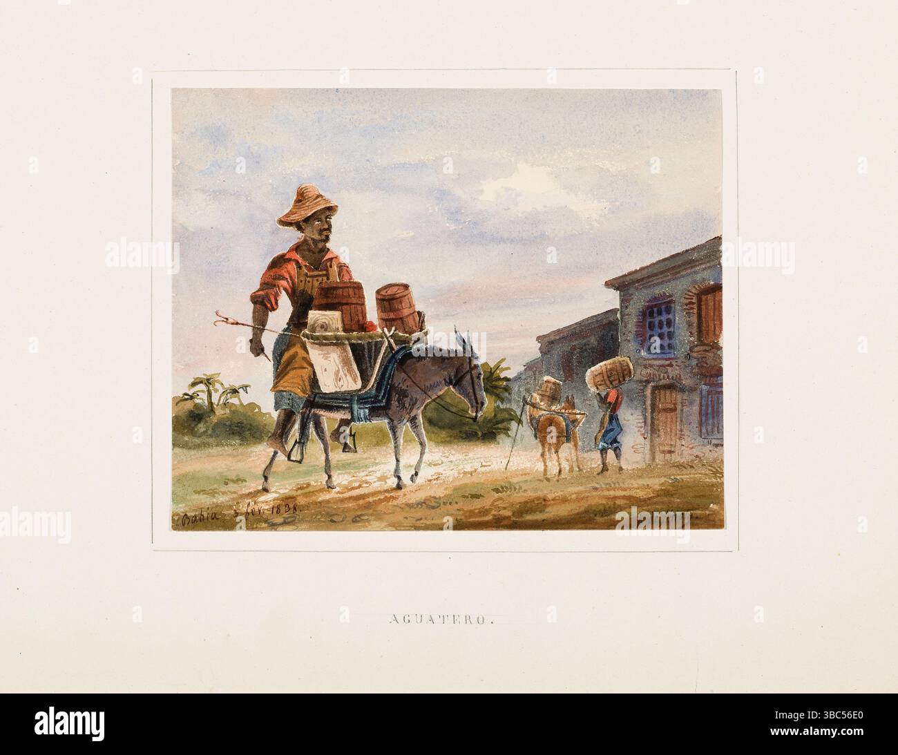 Aguatero, water seller or water carrier .Vintage Lithograph of ...