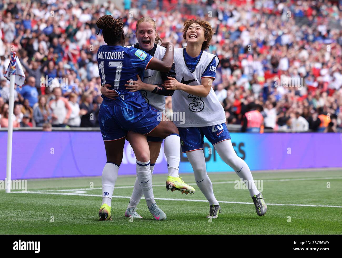 London, UK. 18th May, 2025. Sandy Baltimore of Chelsea celebrates after ...