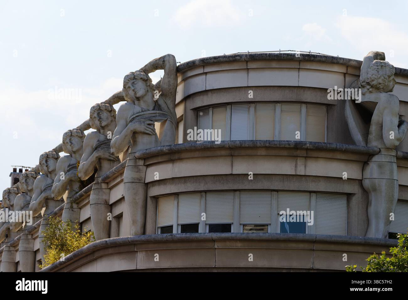 Paris, France - May 14, , 2025 : Statues at the top of Police station ...