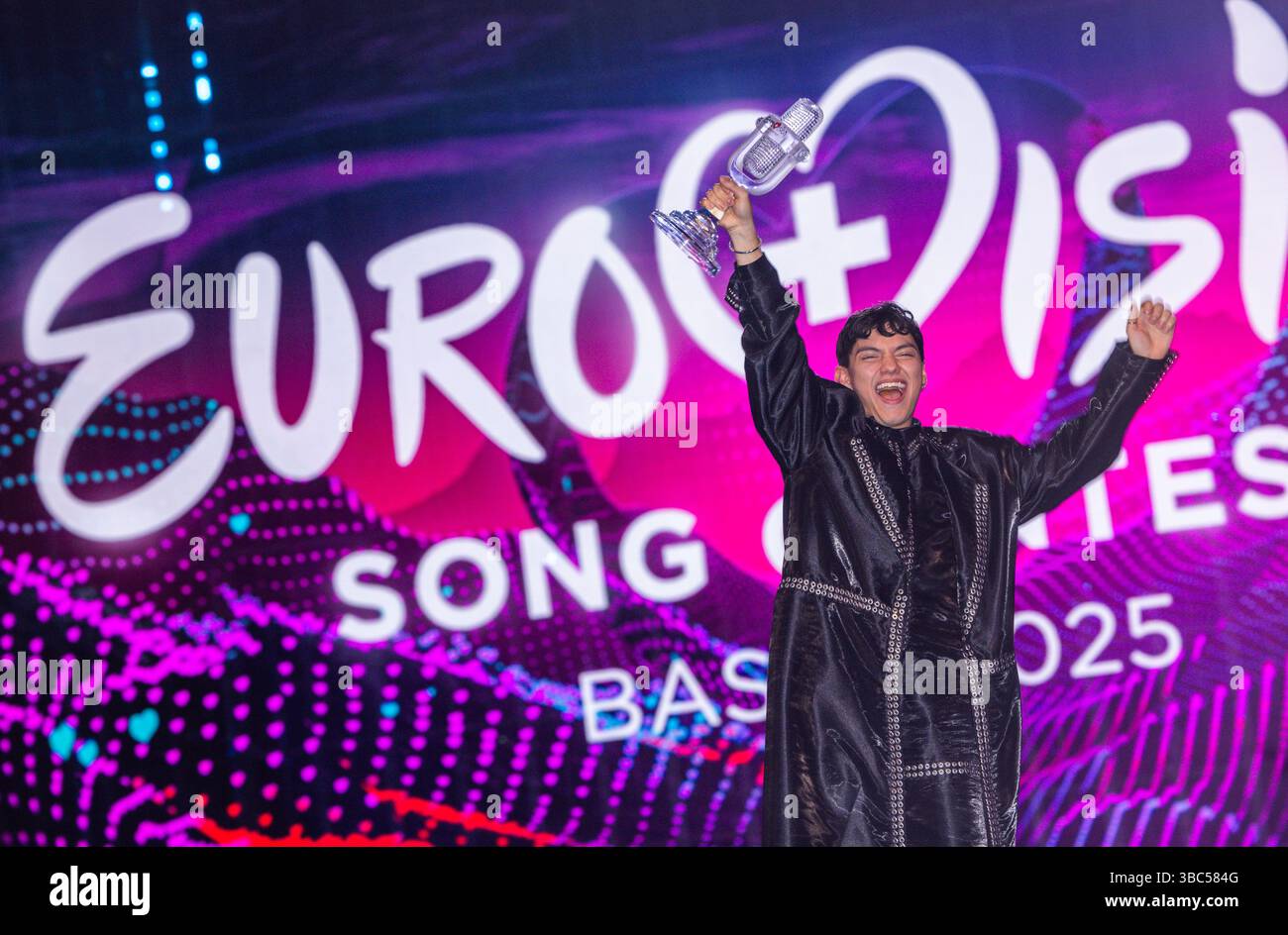 Basel, Switzerland. 18th May, 2025. JJ from Austria wins the final of the 69th Eurovision Song ...