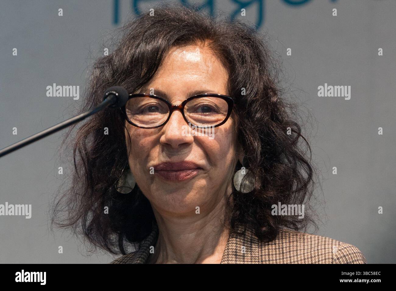 Turin, Italy. 15th May 2025. French author Yasmina Reza is guest of ...