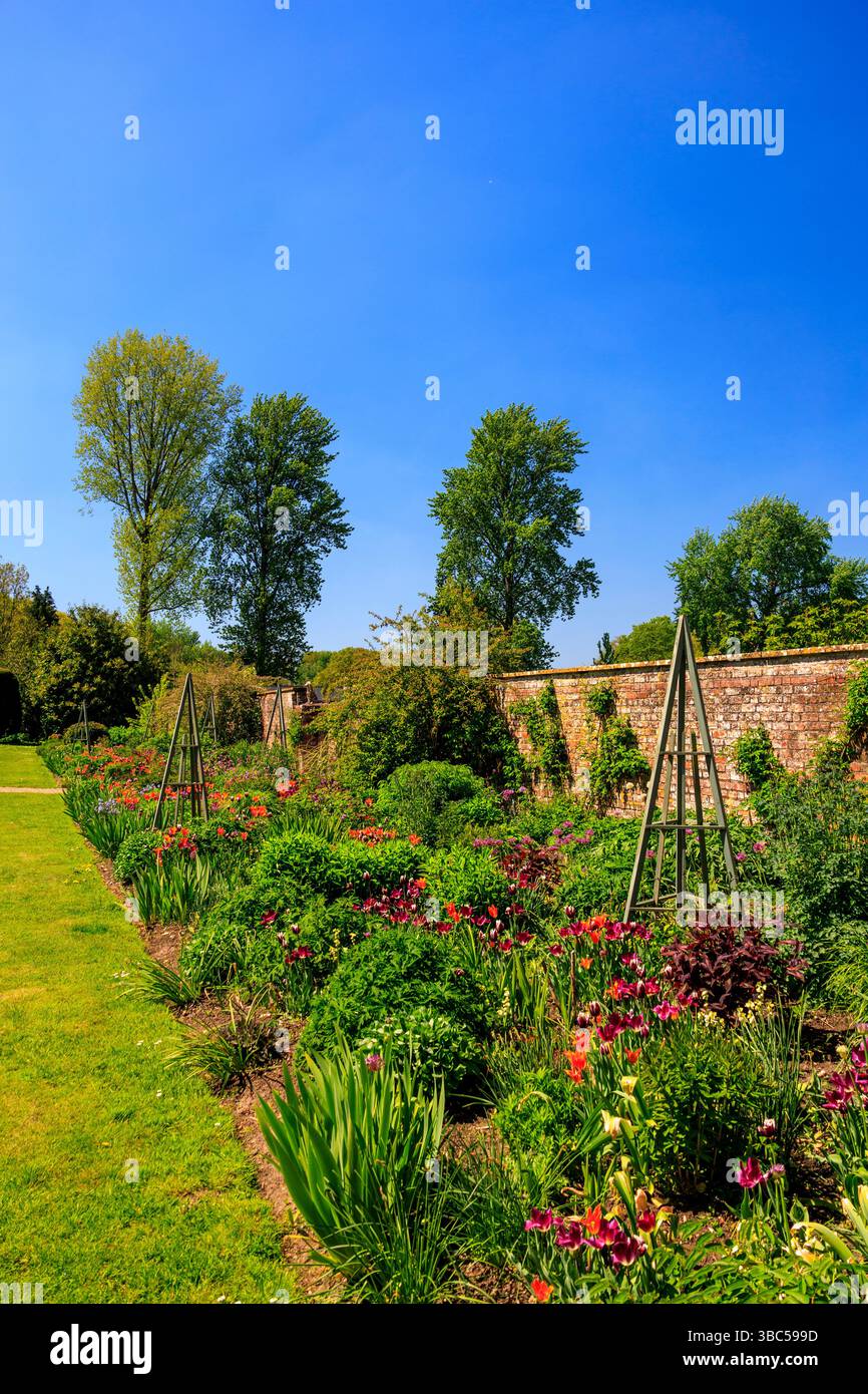 A colourful herbaceous border outside the Kitchen Garden at Forde Abbey ...