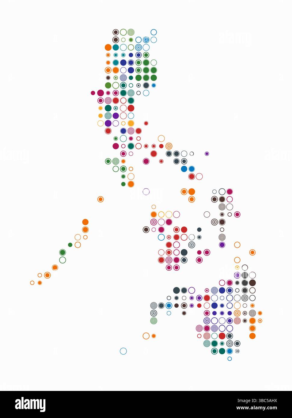 Philippines, shape of the country build of colored cells. Digital style ...
