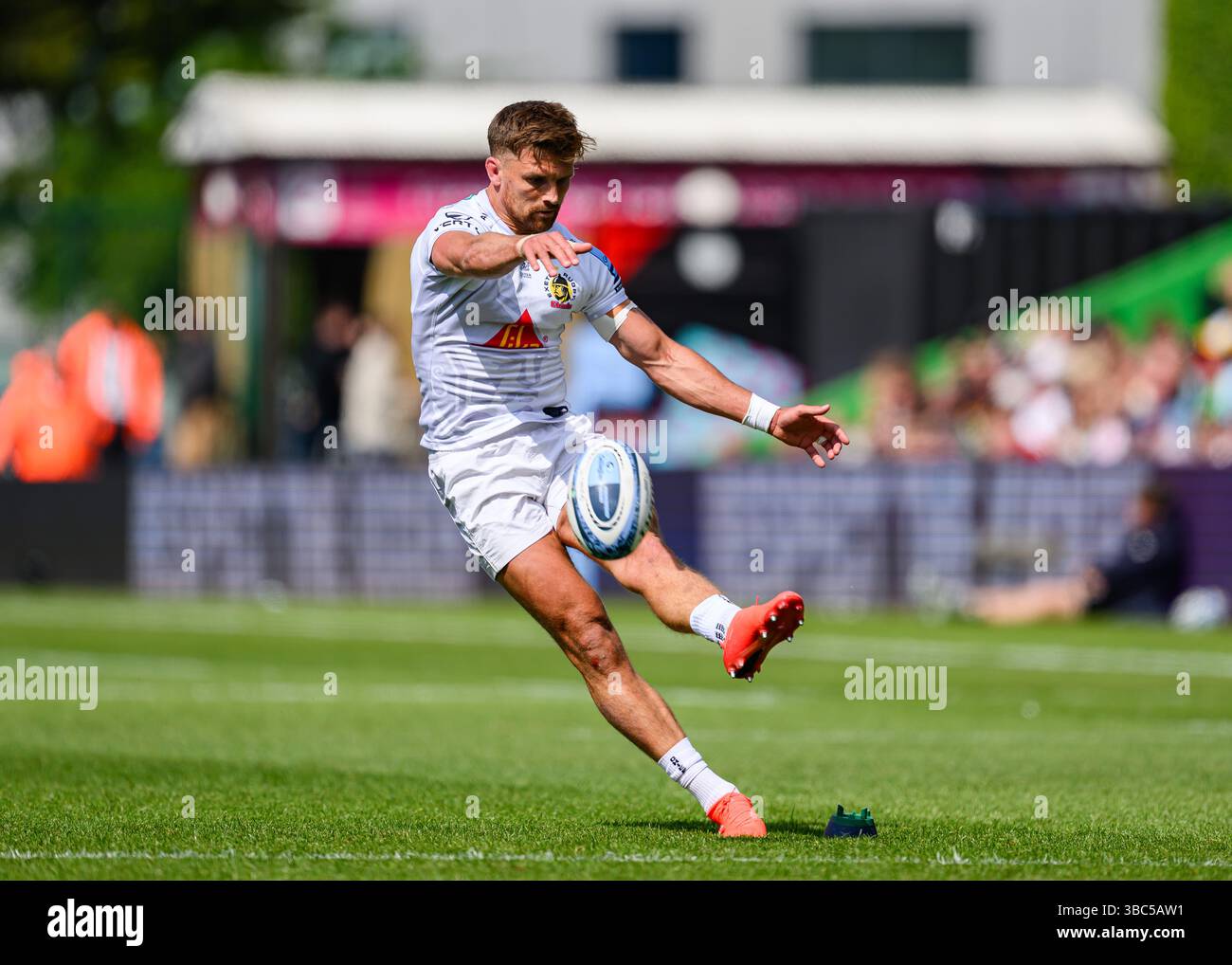 LONDON, UNITED KINGDOM - May 18: Henry Slade of Exeter Chiefs takes a ...