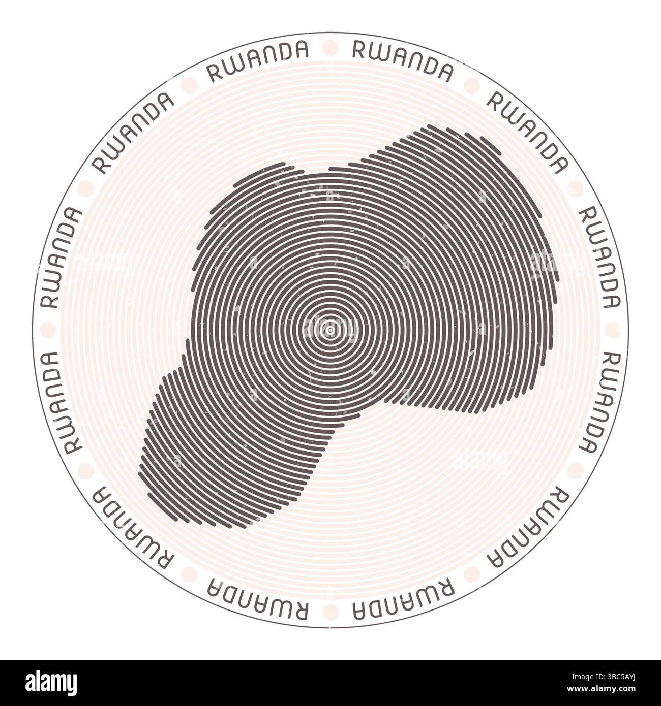Rwanda shape radial arcs. Country round icon. Rwanda logo design poster ...