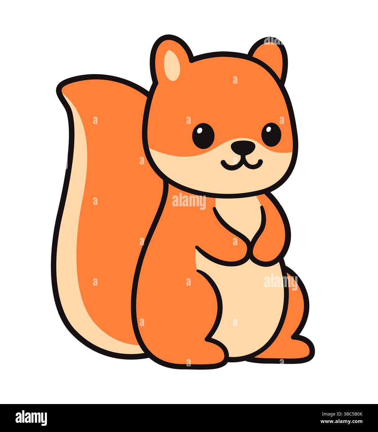 Cute cartoon sitting red squirrel drawing. Kawaii vector clip art ...