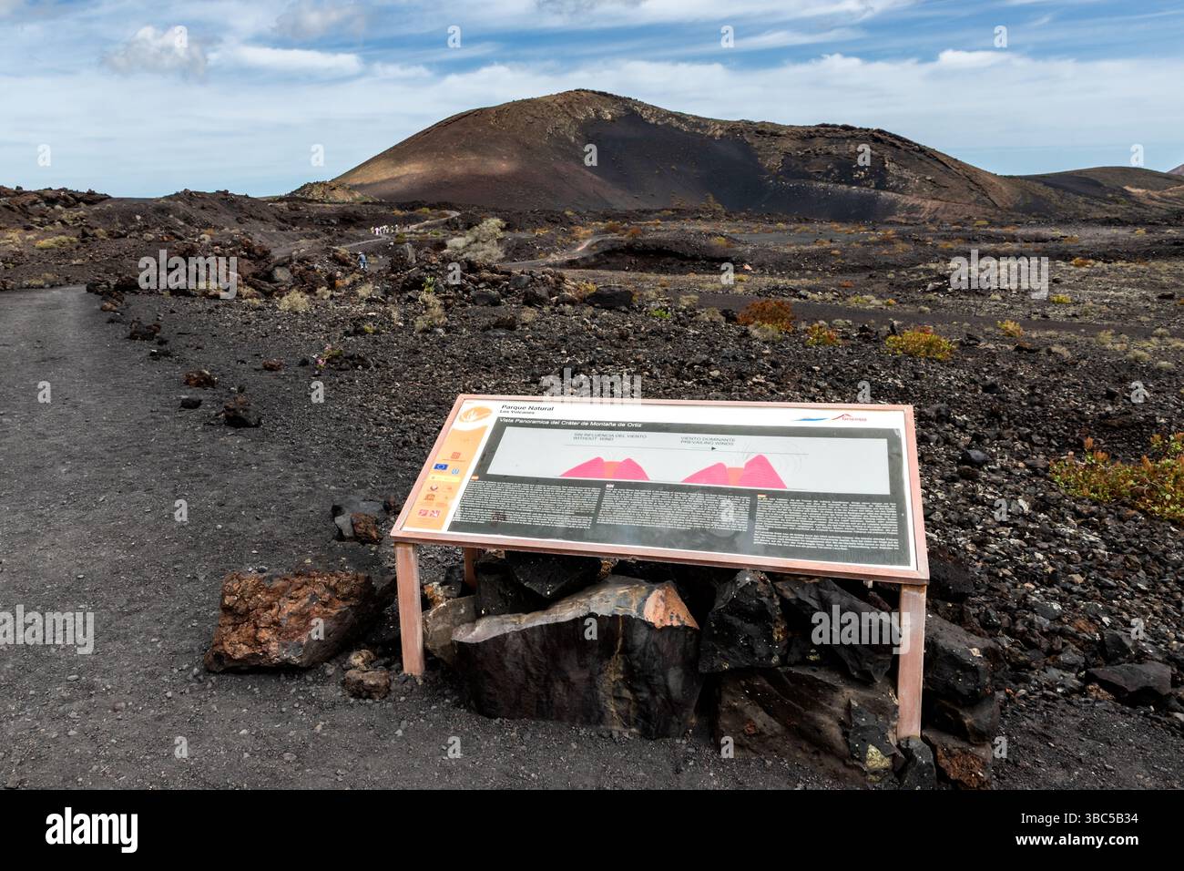 Information sign in the Los Volcanes volcano park on Lanzarote about ...