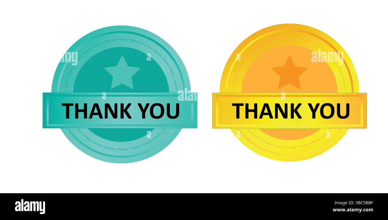 Colorful Thank You Badges with Flat Round Design Stock Vector Image ...