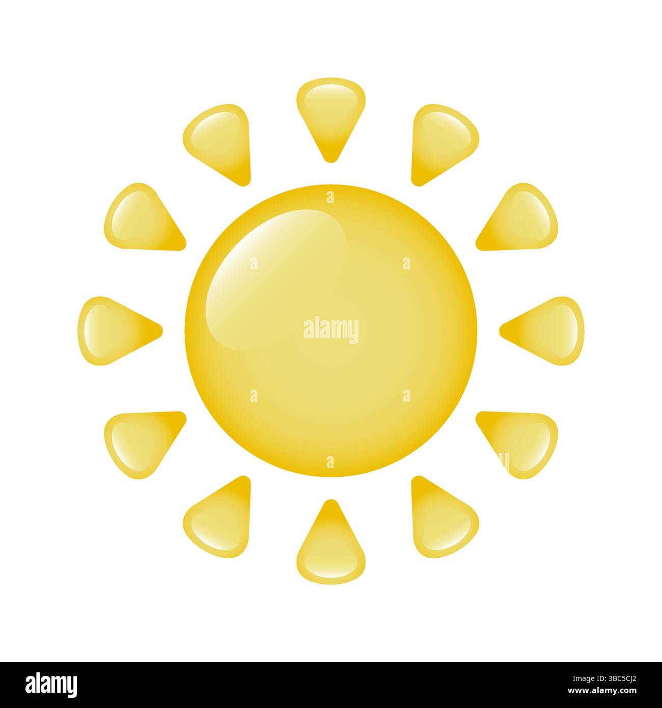 The sun icon on a transparent background. A three-dimensional sun with ...
