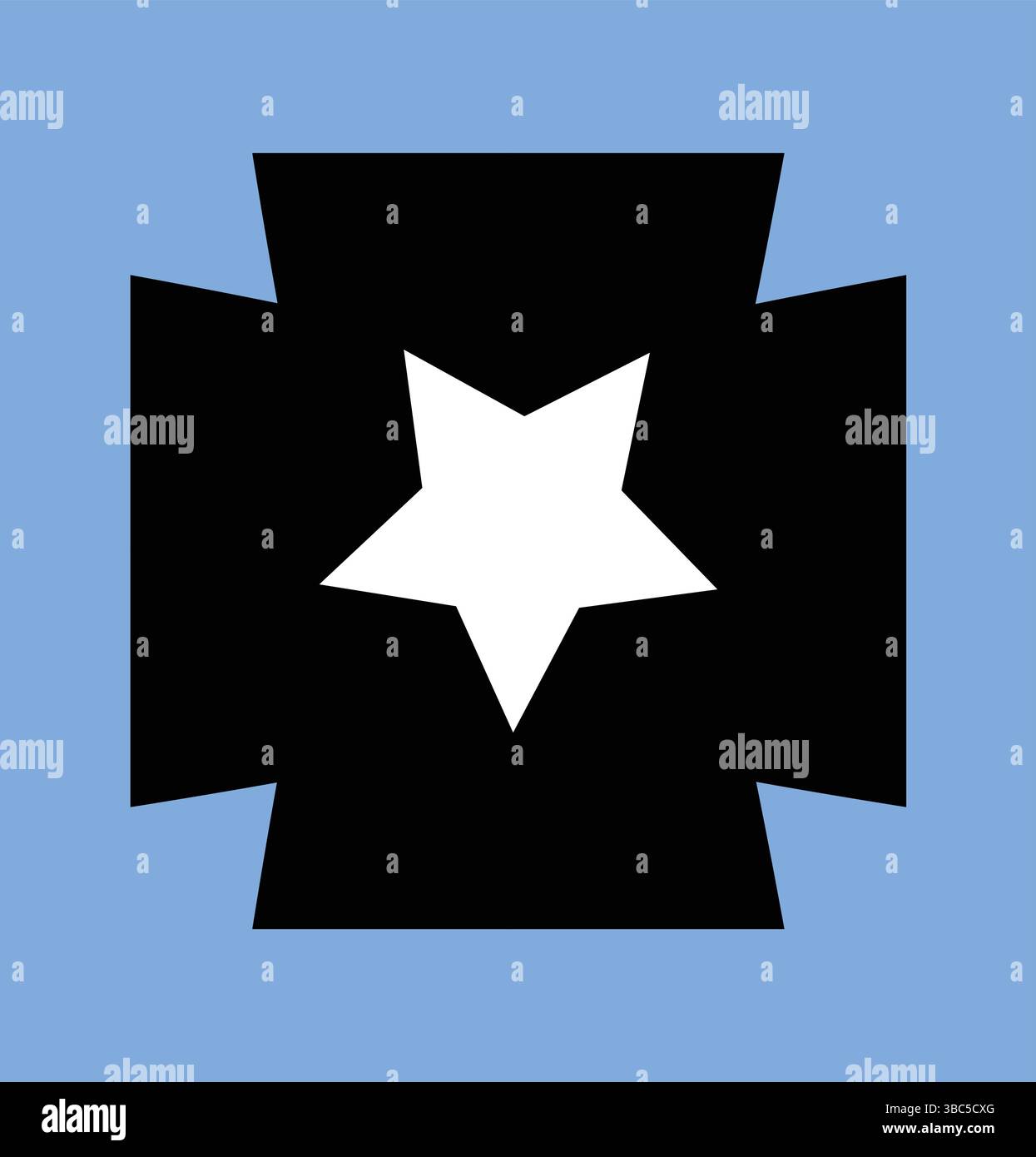 Abstract Star Icon, Modern Geometric Vector with Rotating Black Cross ...