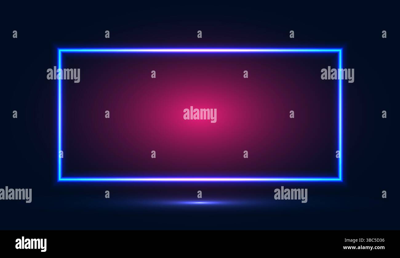 Neon frame with glow effects on a dark background with backlight Stock ...
