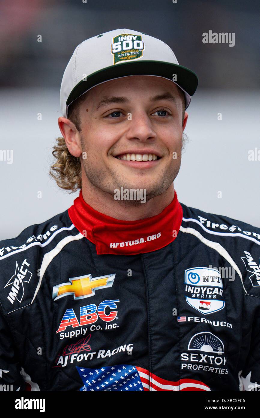 Santino Ferrucci poses for a photo after he qualified for the ...