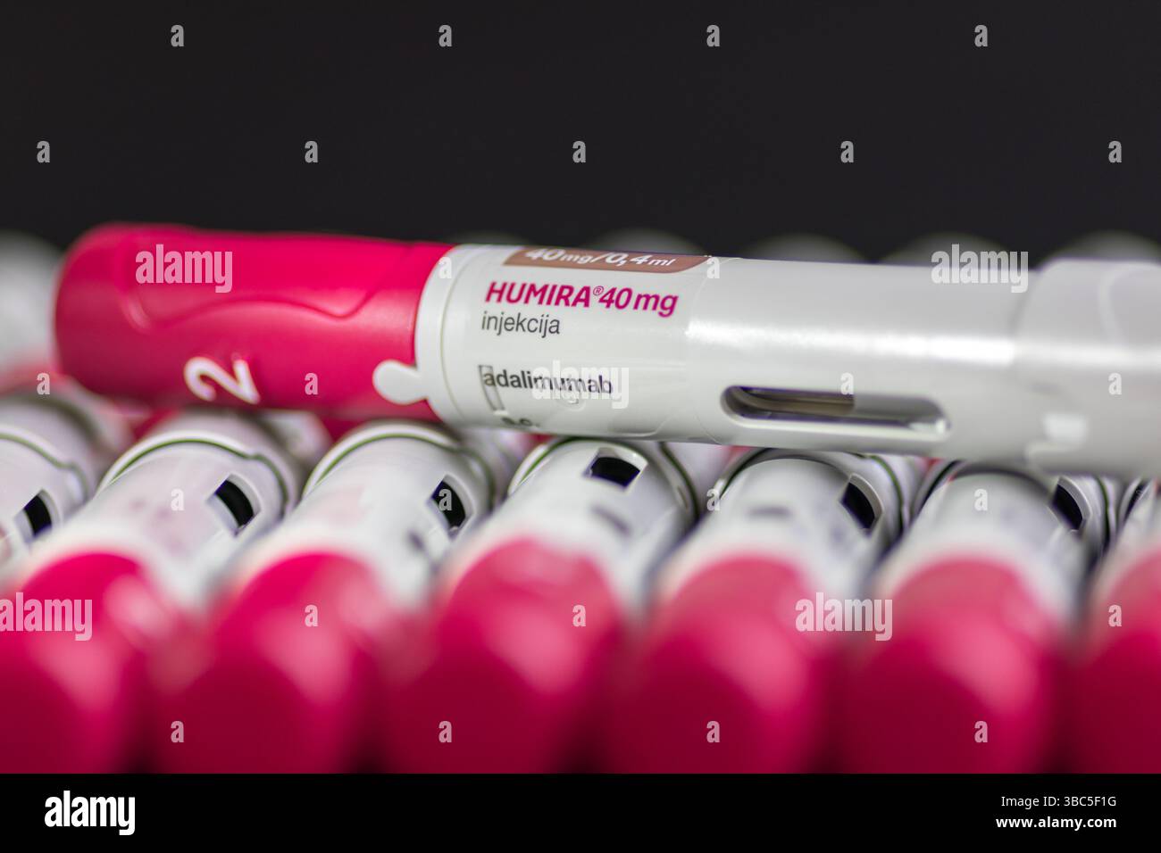 VINKOVCI, CROATIA, 05.26.2020: Humira injection pens displayed in an ...