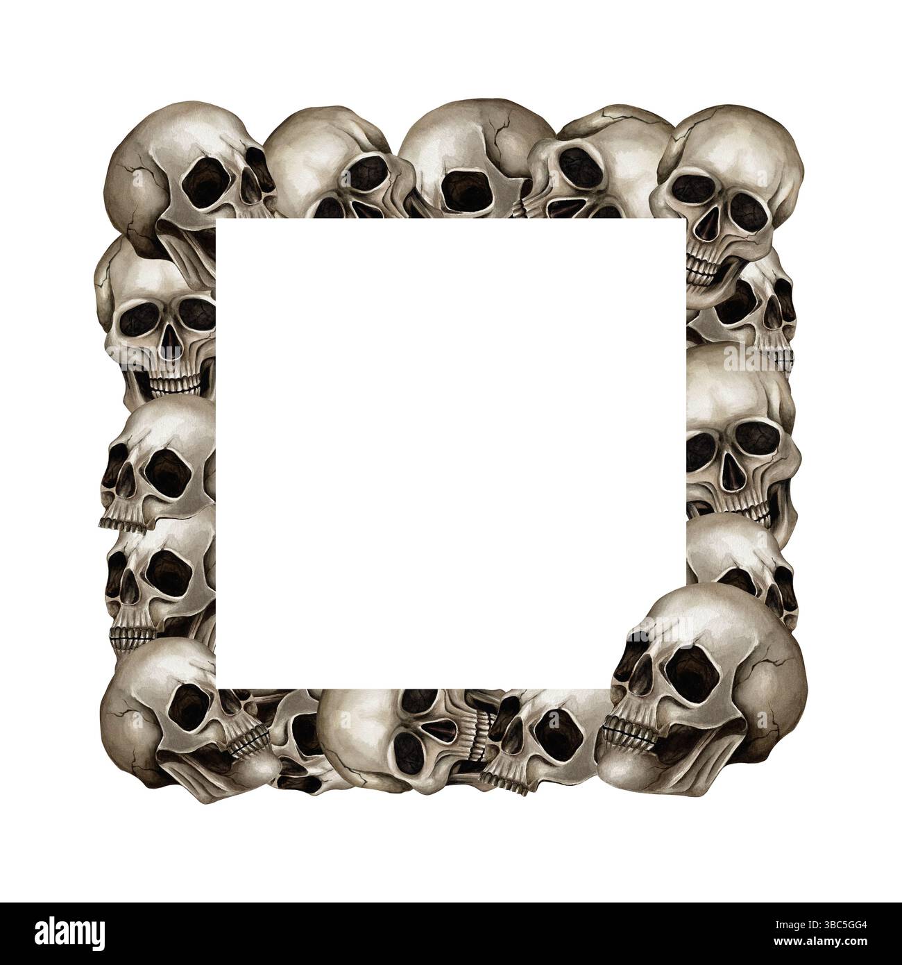 Frame skulls around the perimeter with template inside. Watercolor ...