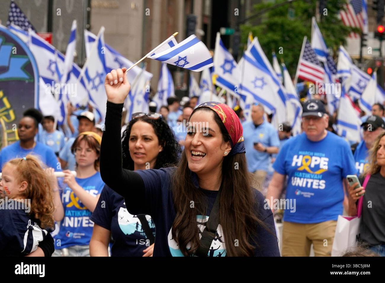 Celebrants march in the 2025 Israel Day Parade, on New York's Fifth ...