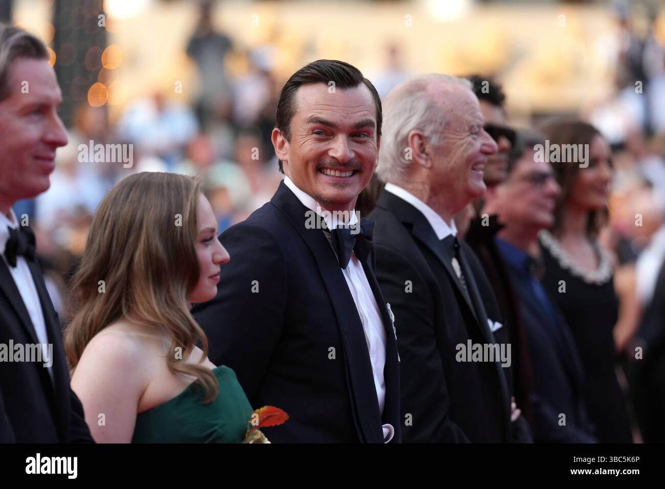 Director Wes Anderson, from left, Mia Threapleton, Rupert Friend and ...