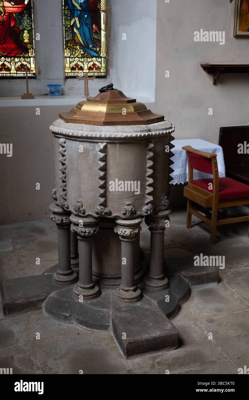 The font, St. Michael the Archangel Church, Rushall, West Midlands ...