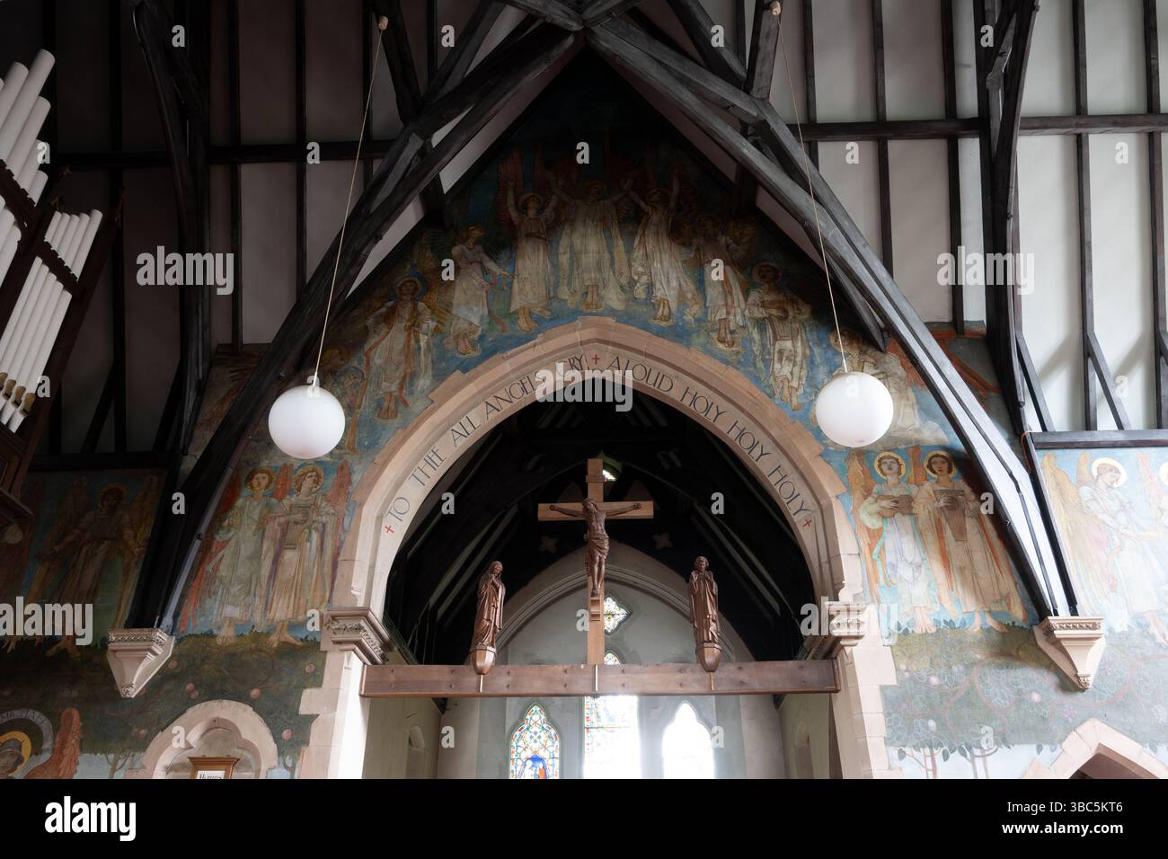 Interior with wall paintings, St. Michael the Archangel Church, Rushall ...