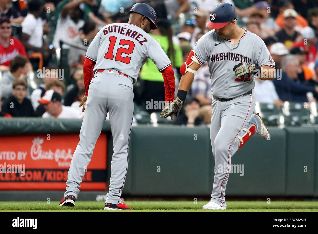 Washington Nationals' Nathaniel Lowe celebrates after hitting a home ...
