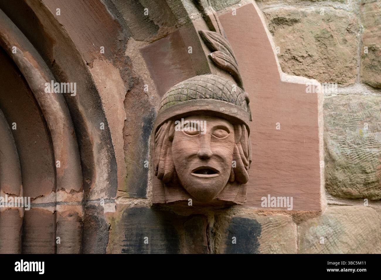 West doorway carving, St. Mary`s Church, Aldridge, West Midlands ...