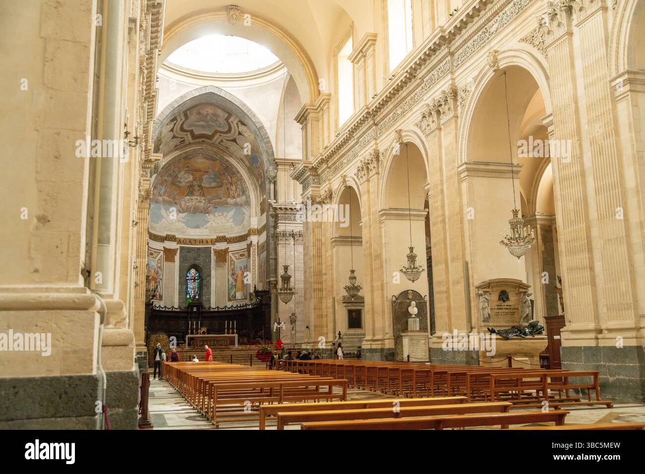 Nave view toward altar in SantAgata Cathedral Stock Photo - Alamy