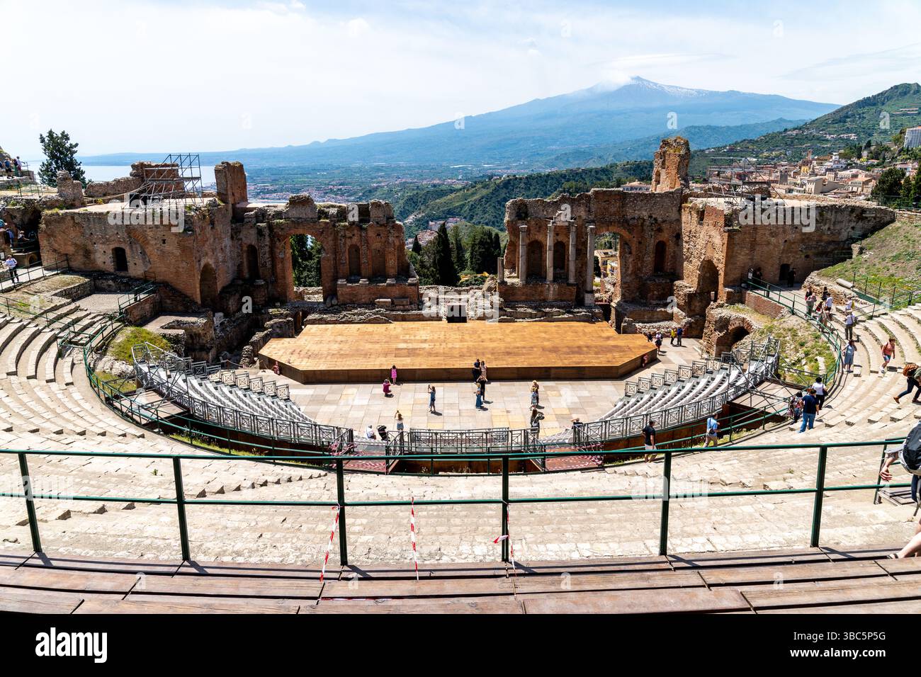 Ancient Greek theatre with Mount Etna in background Stock Photo - Alamy