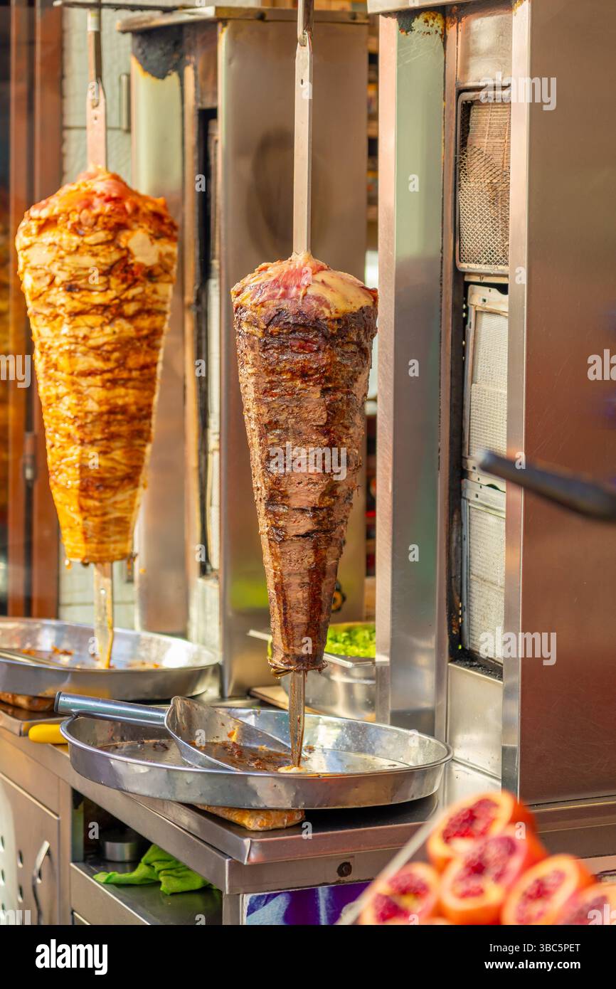 Traditional Turkish Doner Kebab meat. Shawarma, street food Stock Photo ...