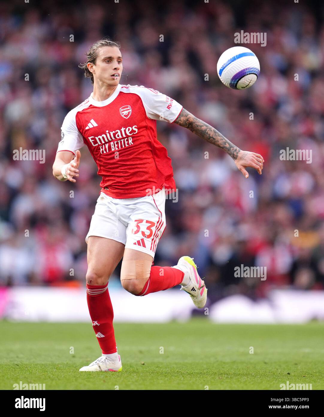 Arsenal's Riccardo Calafiori during the Premier League match at ...