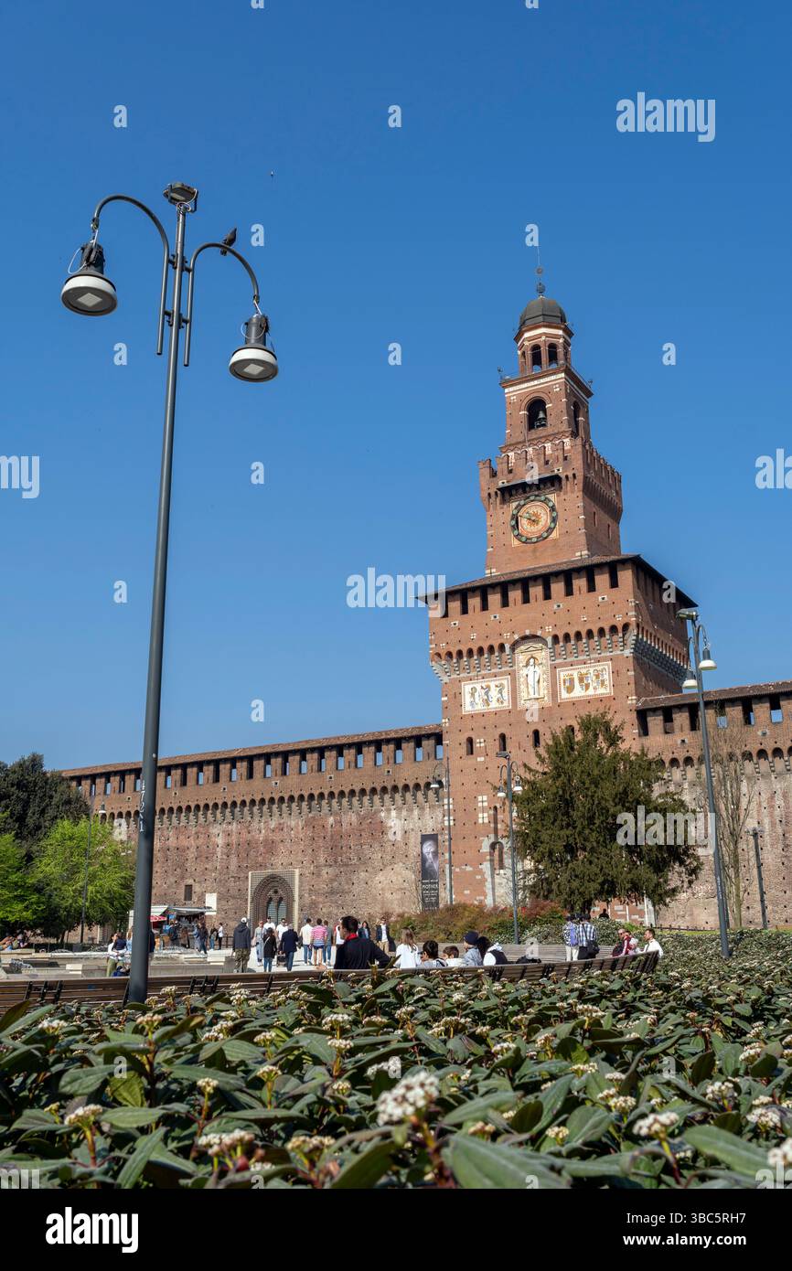Milan, Italy - April 5, 2025: The Filarete Tower of the Castello ...