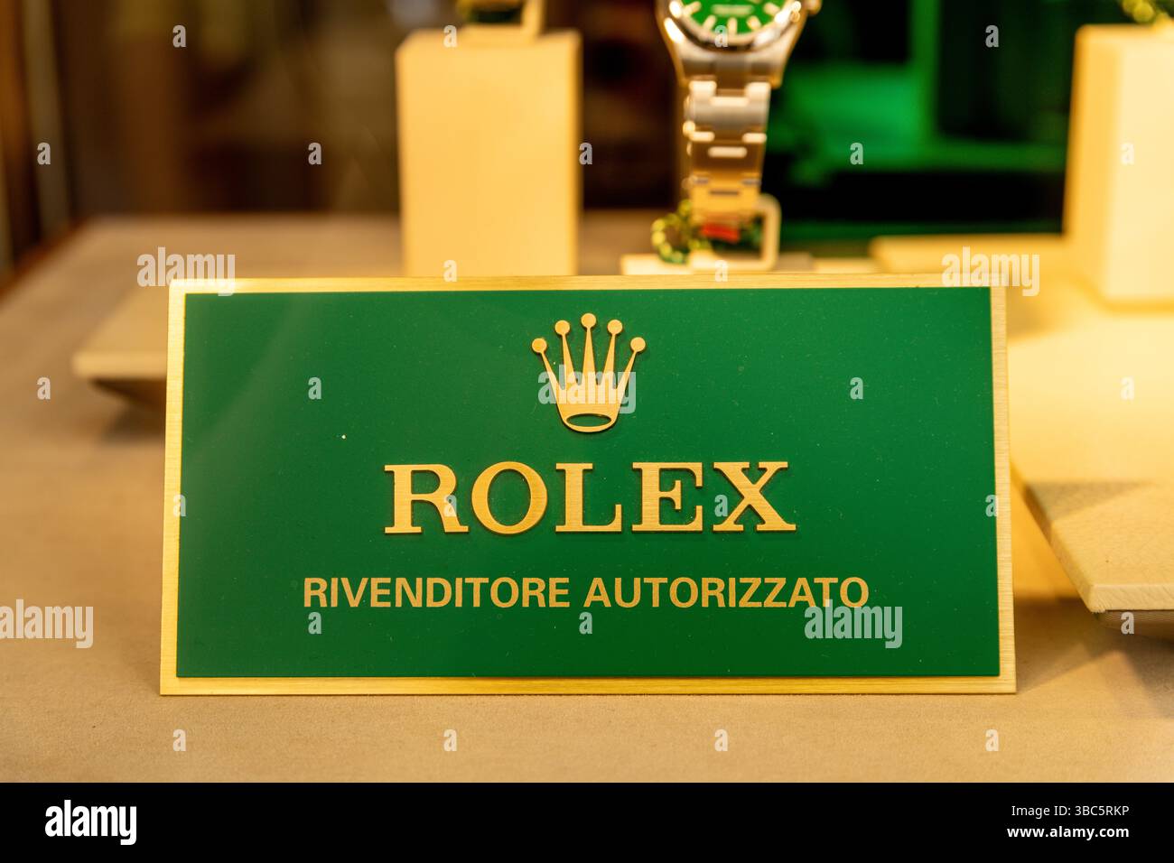 Authorized Rolex Dealer Sign in Shop Display Stock Photo - Alamy