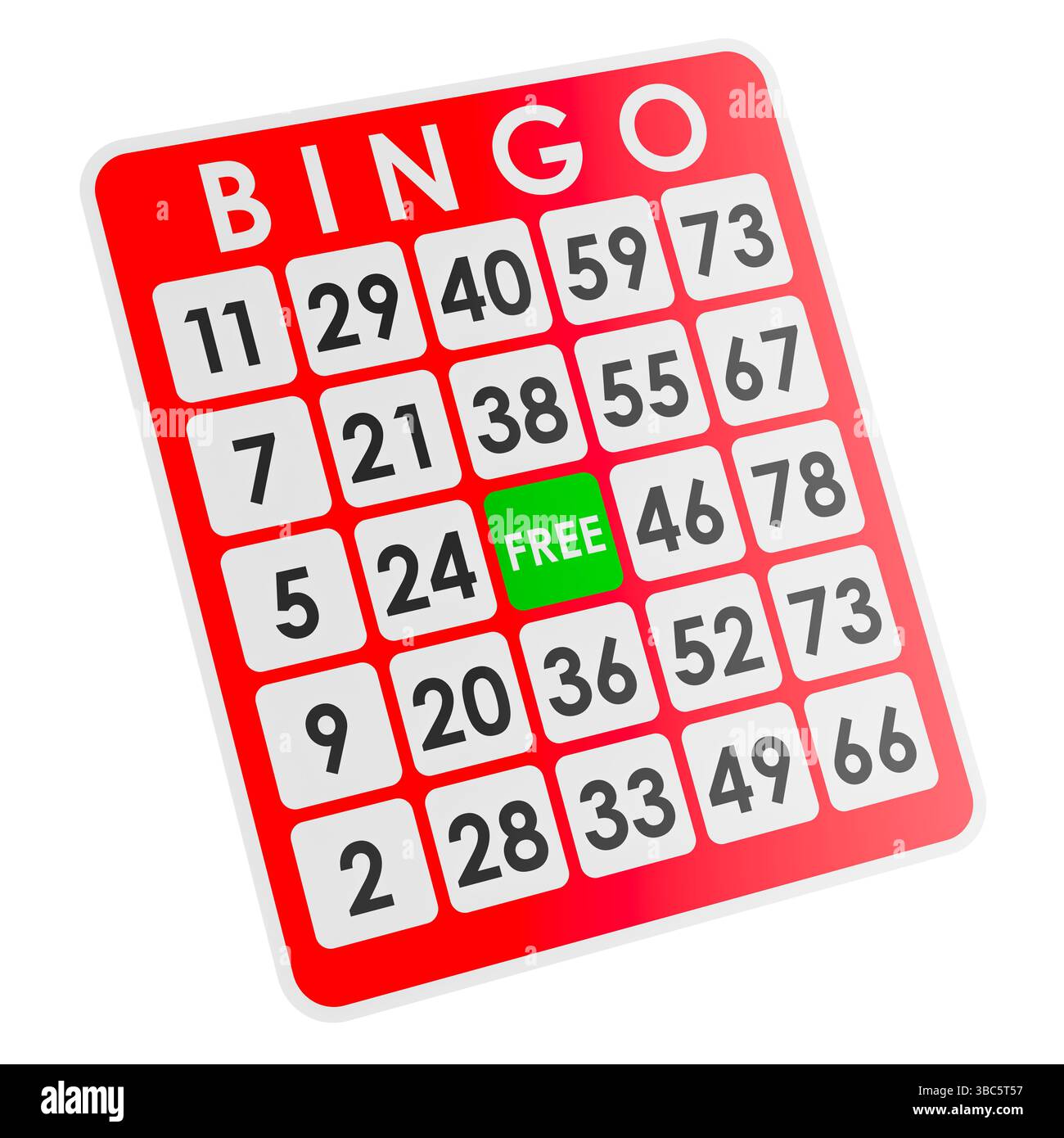 One Bingo card, 3D rendering isolated on white background Stock Photo ...