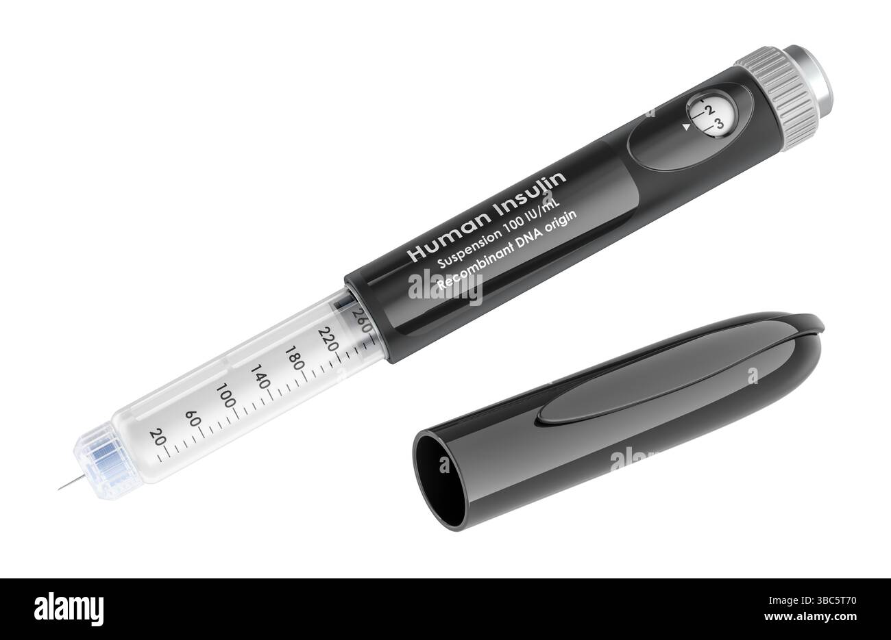 Insulin Pen Injector. 3D rendering isolated on white background Stock ...