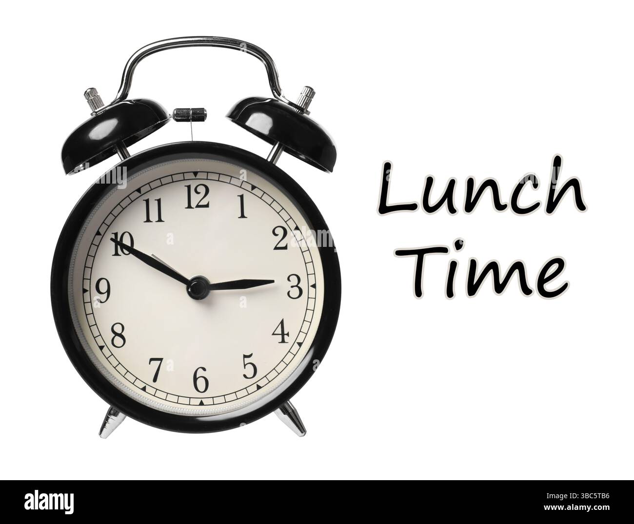 Alarm clock and words Lunch Time on white background Stock Photo - Alamy