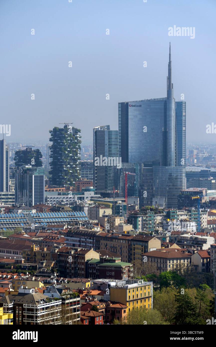 Milan, Italy - April 5, 2025: View of the city of Milan from the Torre ...