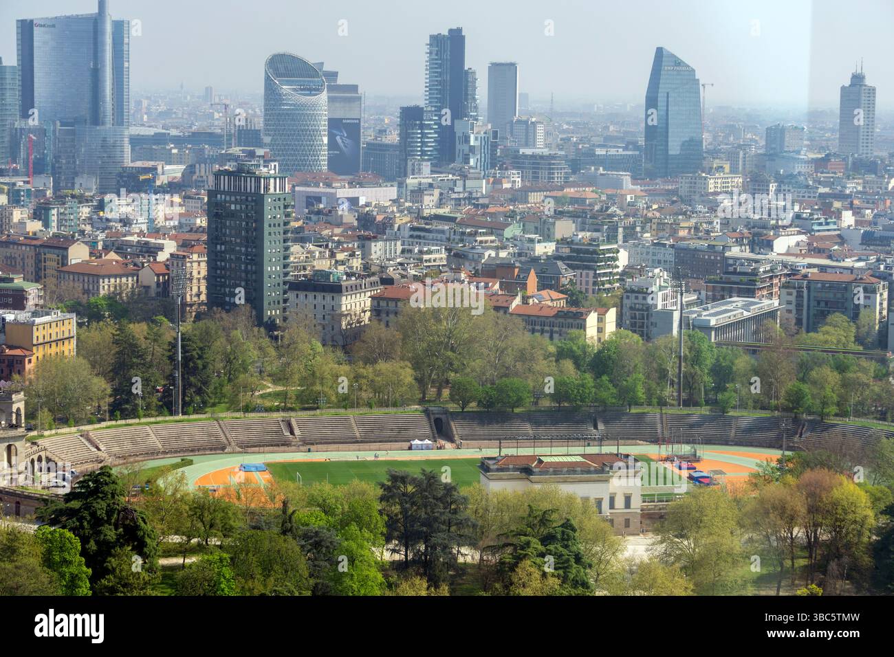Milan, Italy - April 5, 2025: View of the city of Milan from the Torre ...
