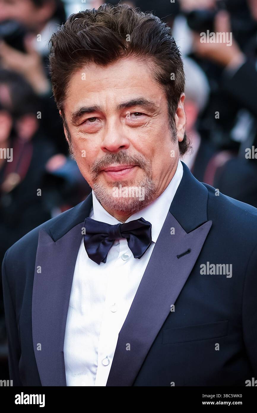 Cannes, France. 18th May, 2025. Benicio Del Toro seen at the Red Carpet ...