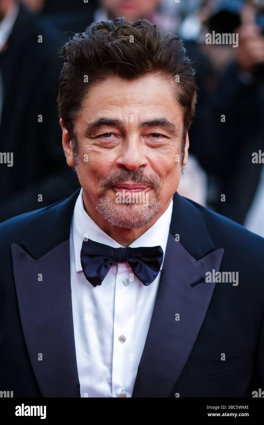 Cannes, France. 18th May, 2025. Benicio Del Toro seen at the Red Carpet ...