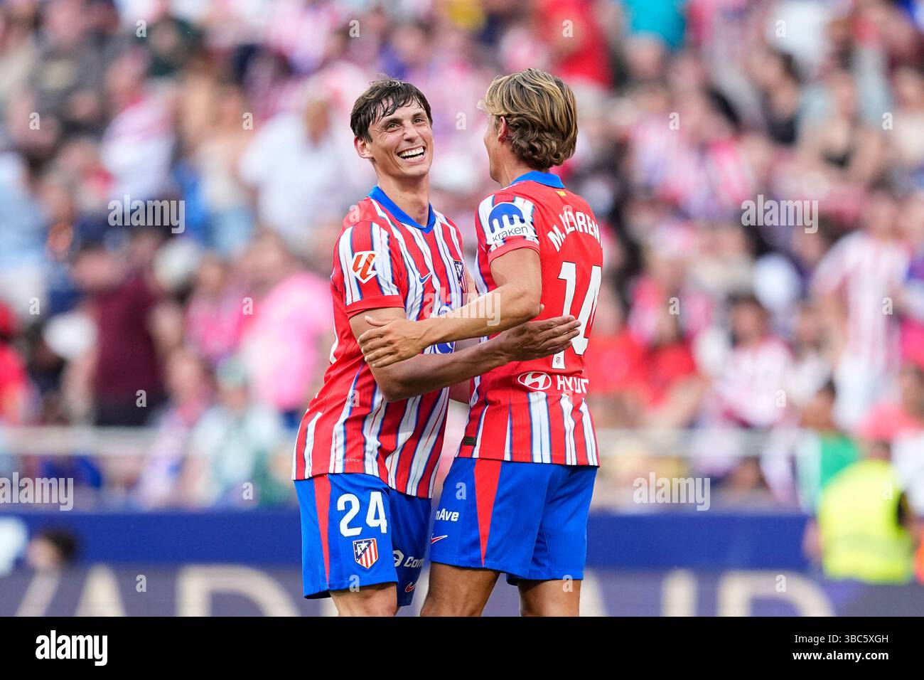 Robin Le Normand of Atletico de Madrid celebrates a goal during the ...