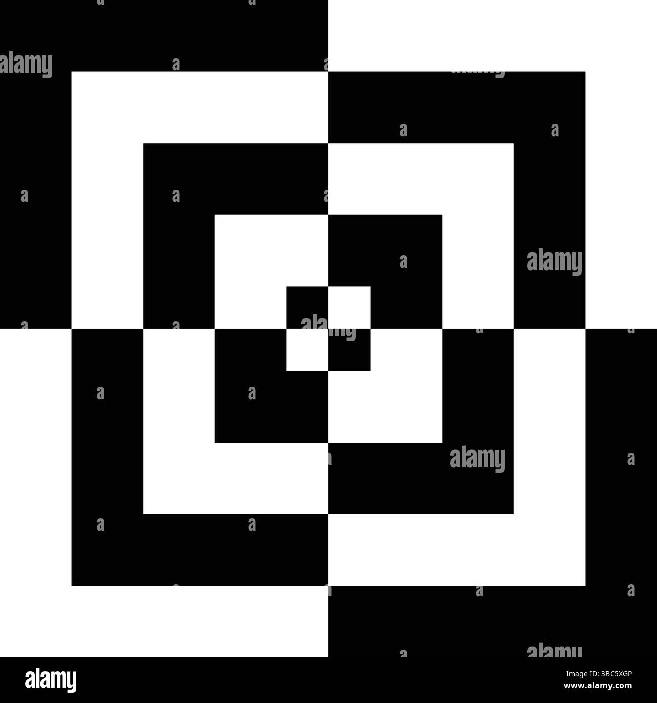 Striking black and white geometric illusion pattern with a 3D tunnel ...