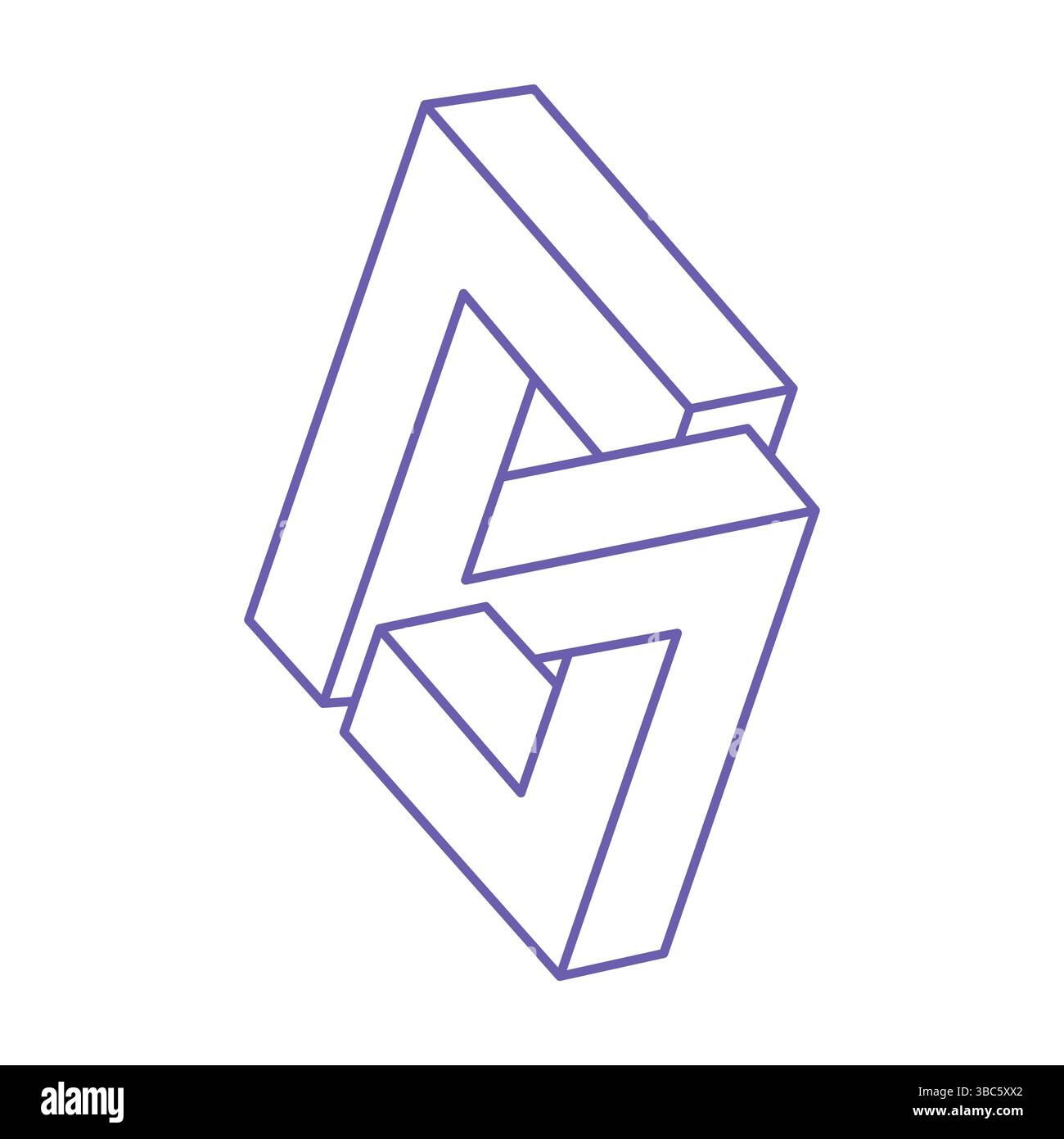 Impossible shapes, optical illusion logo in trendy 2022 Very Peri color ...