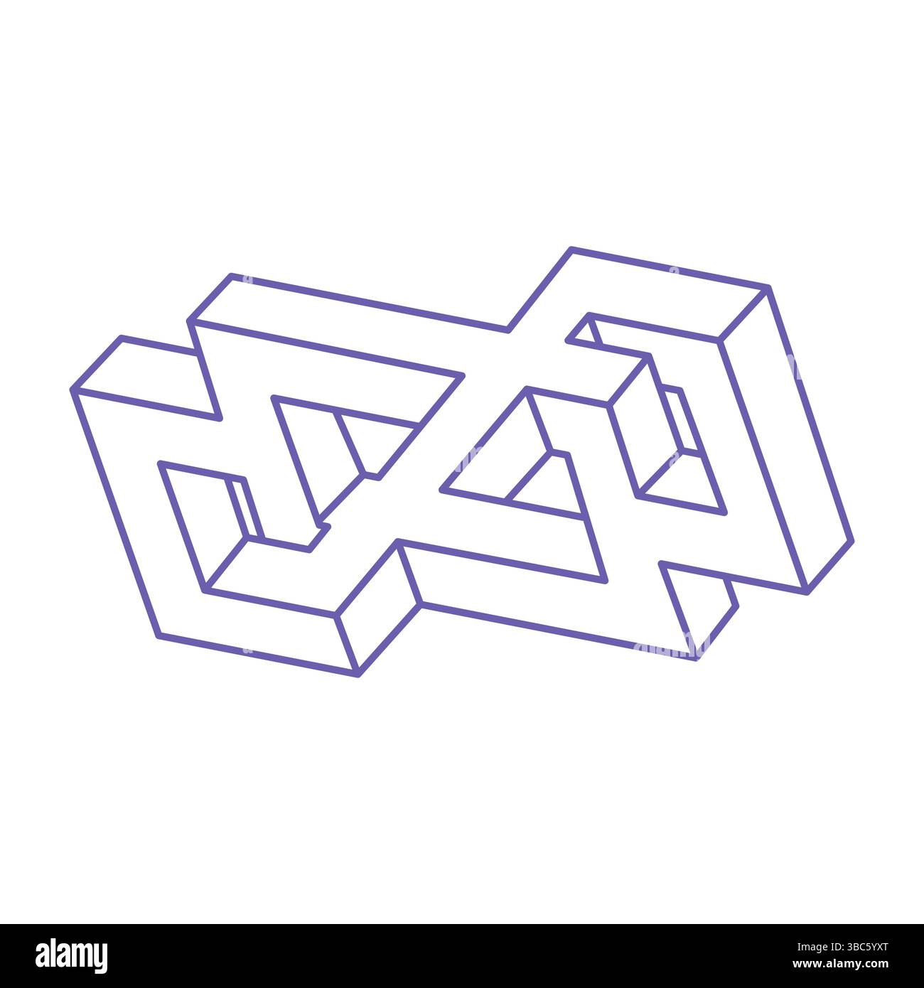 Impossible optical illusion shapes. Logo in trendy 2022 Very Peri color. Optical art objects ...