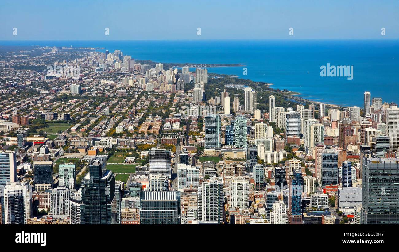 Aerial View of Chicago Cityscape and Lake Michigan. Aerial view of ...