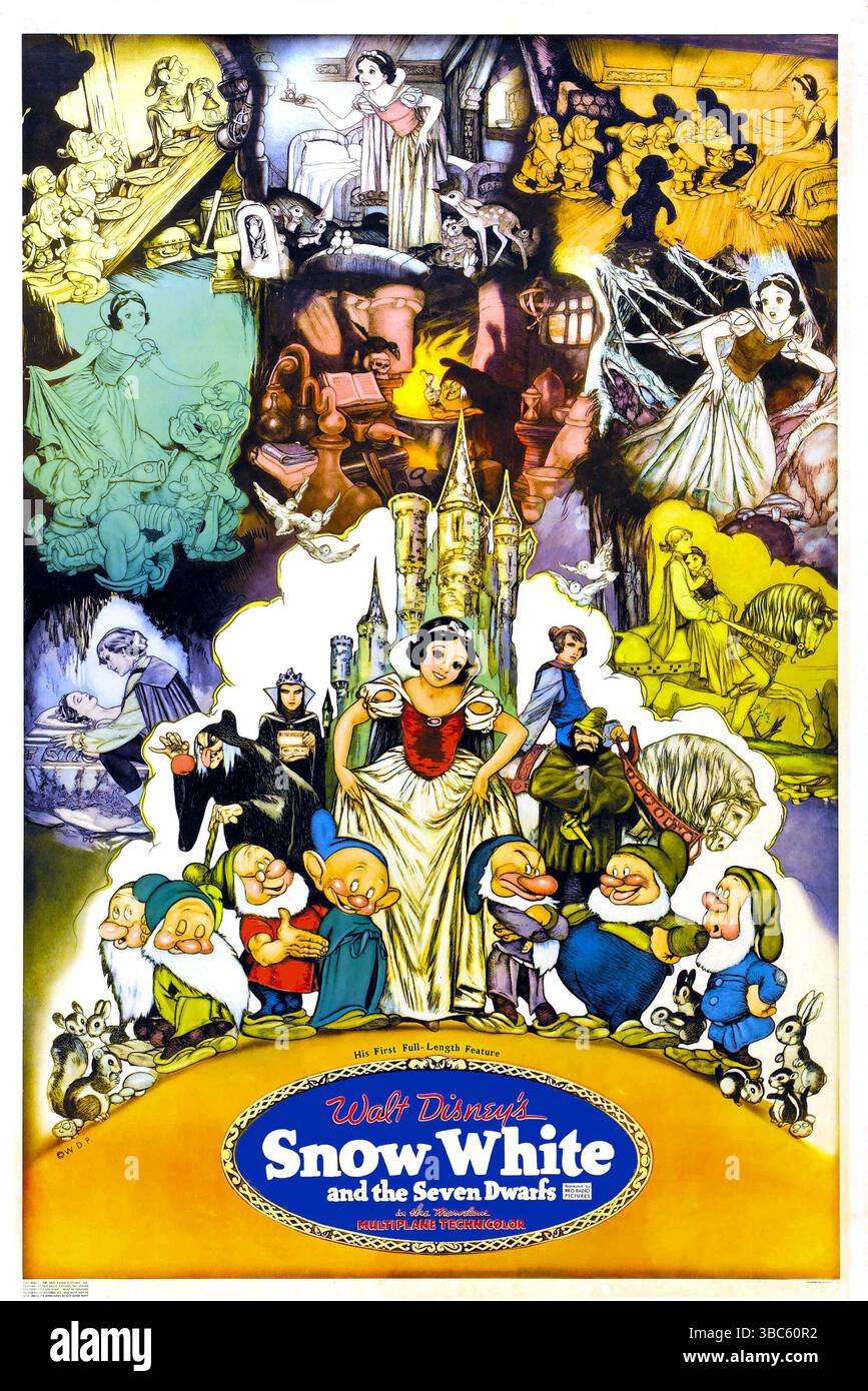 1937 Snow White and the Seven Dwarves, animated musical fantasy film ...