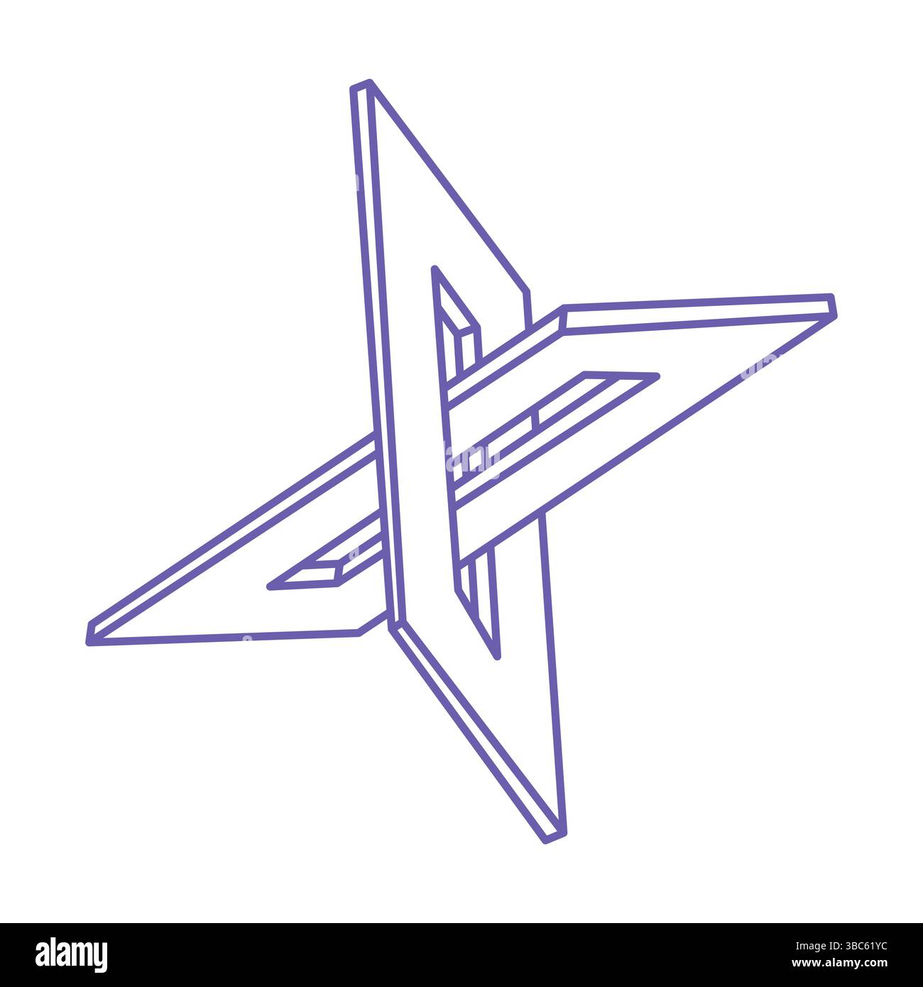 Impossible optical illusion shapes. Logo in trendy 2022 Very Peri color. Optical art objects ...