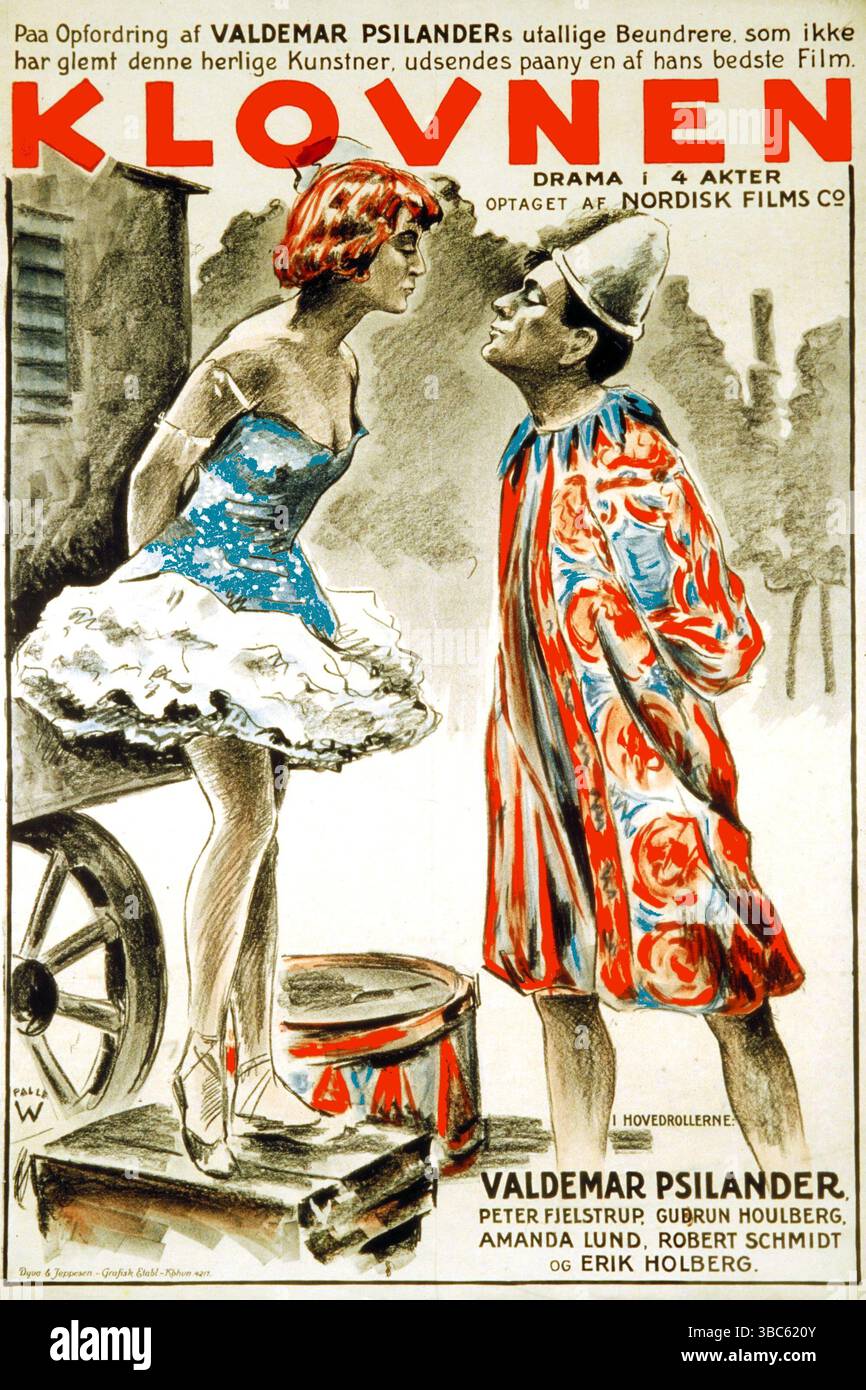 1917 poster for Danish silent film "Klovnen," also known as "The Clown ...