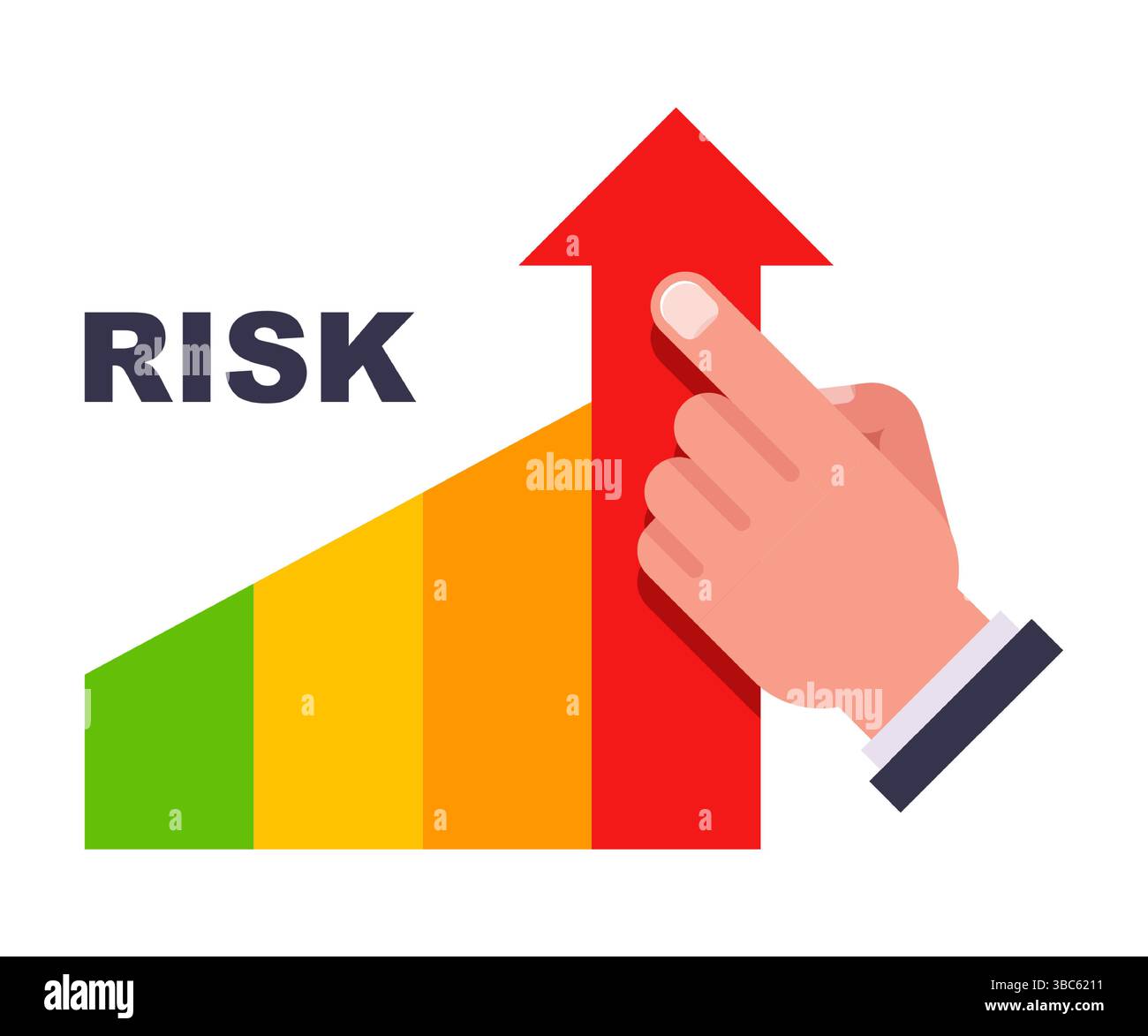 infographic high risk. increased danger. arrow up. flat illustration ...